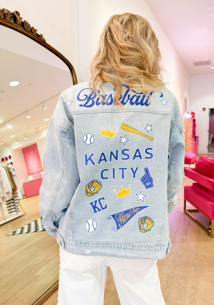 Baseball Denim Jacket – Pink Dinosaur Boutique